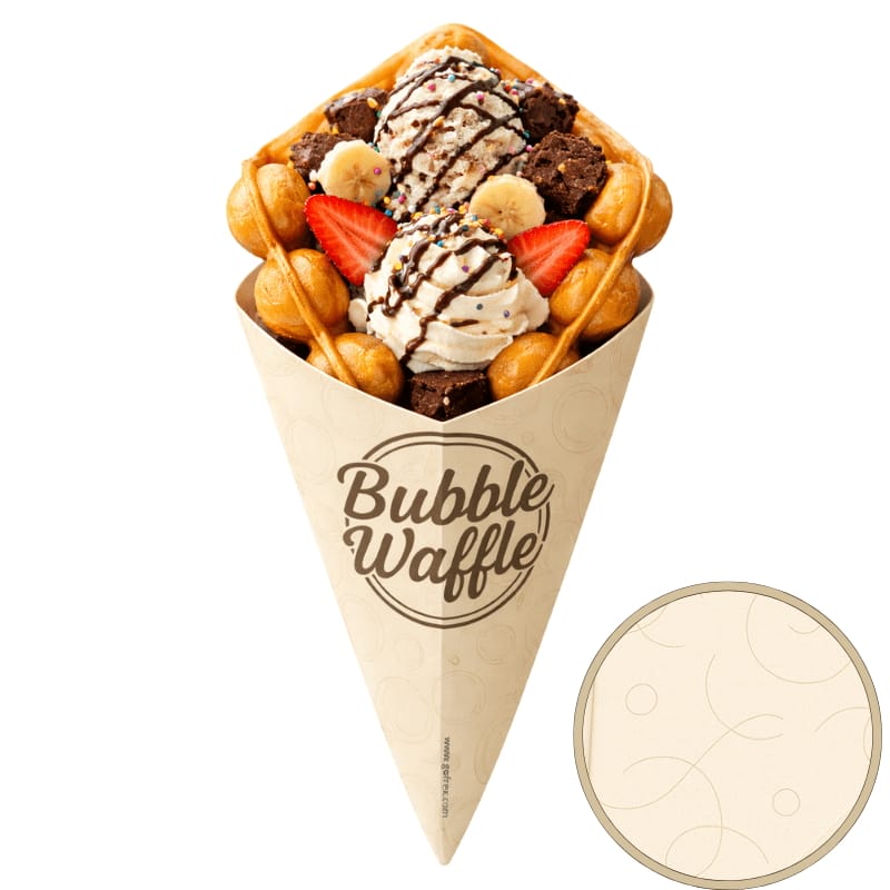 Elegant Cream-Colored Cardboard Cones for Bubble Waffles